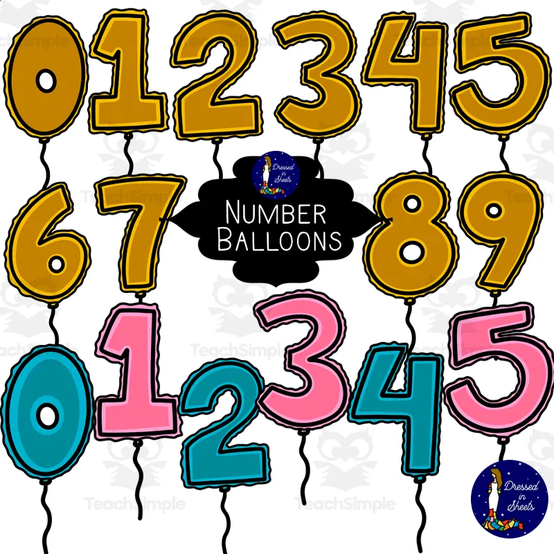 Number Balloons Clip Art by Teach Simple