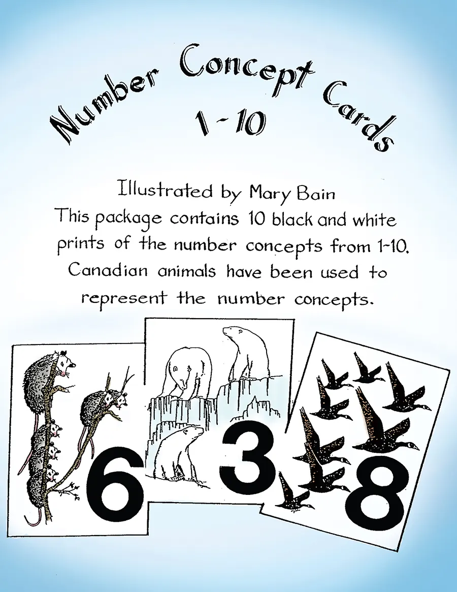 NUMBER CONCEPT CARDS 1-10 (ANIMAL PICTURES) Gr. K-3 by Teach Simple