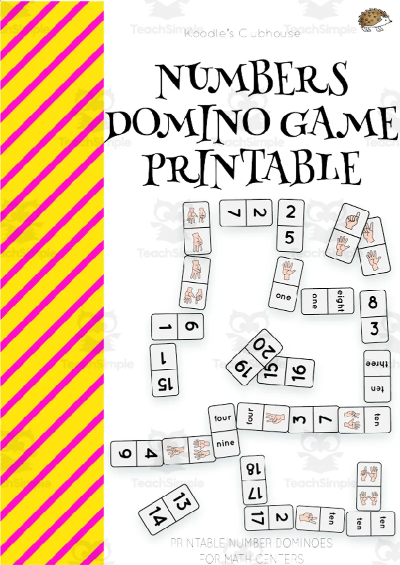 Number Dominoes Activity Printable by Teach Simple