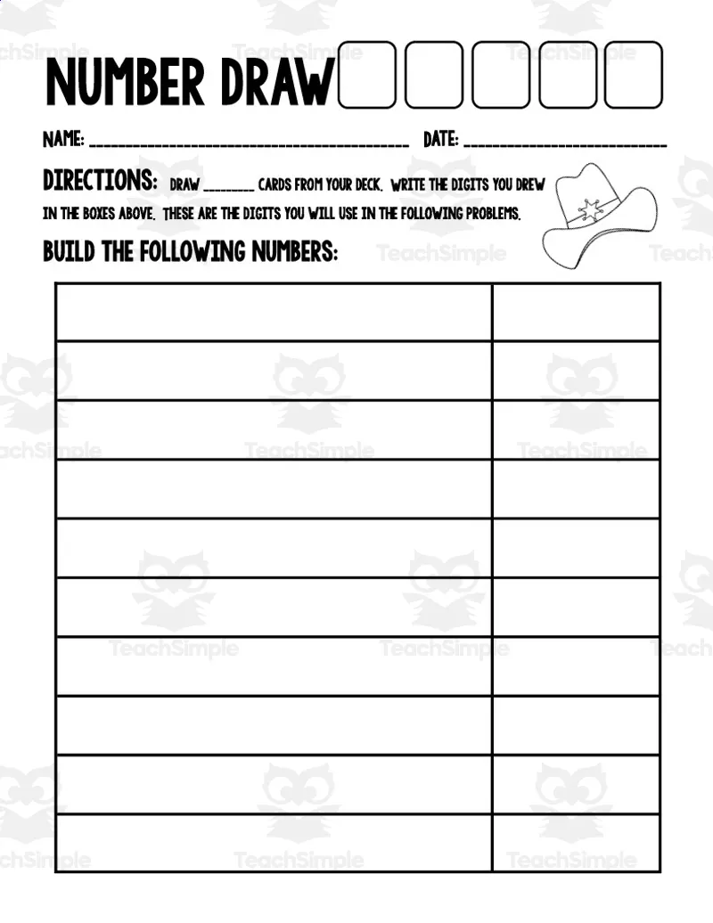 Number Draw Game by Teach Simple