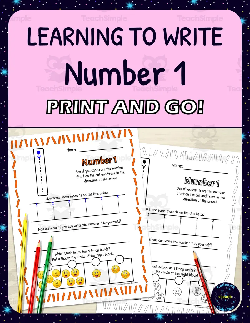 Number Formation Practice Worksheets - Learning to Write Number 1 by ...