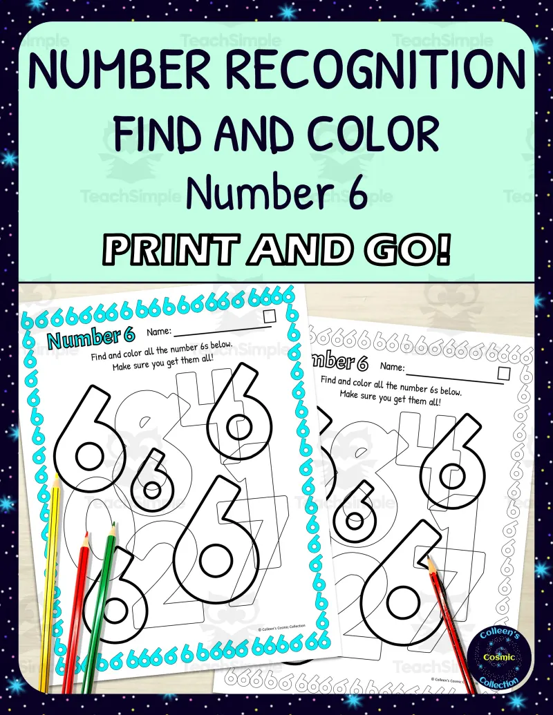 Number Recognition Worksheets - Number 6 - Find and Color Activities ...