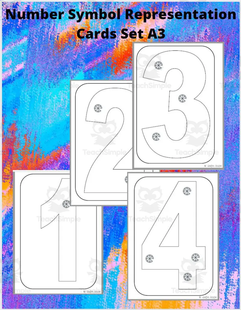 Number Symbol Representation Cards Set A3 by Teach Simple