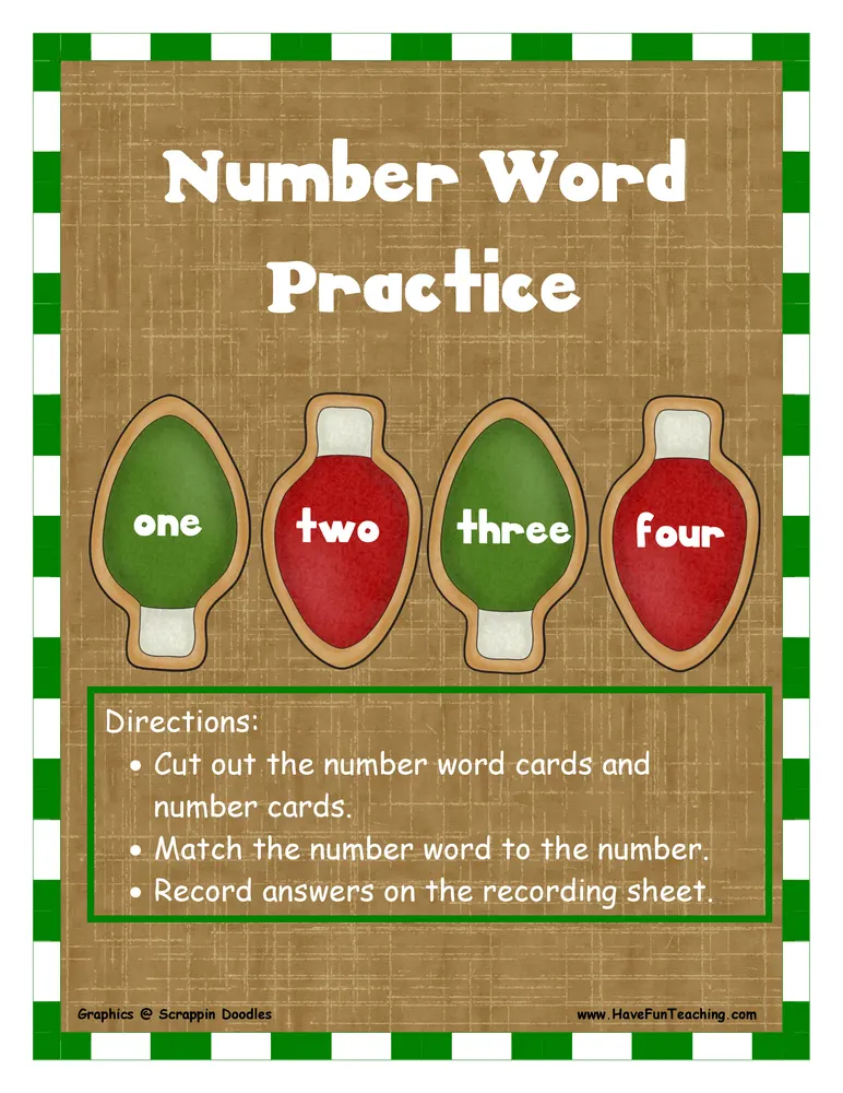 Number Word Lights Activity by Teach Simple