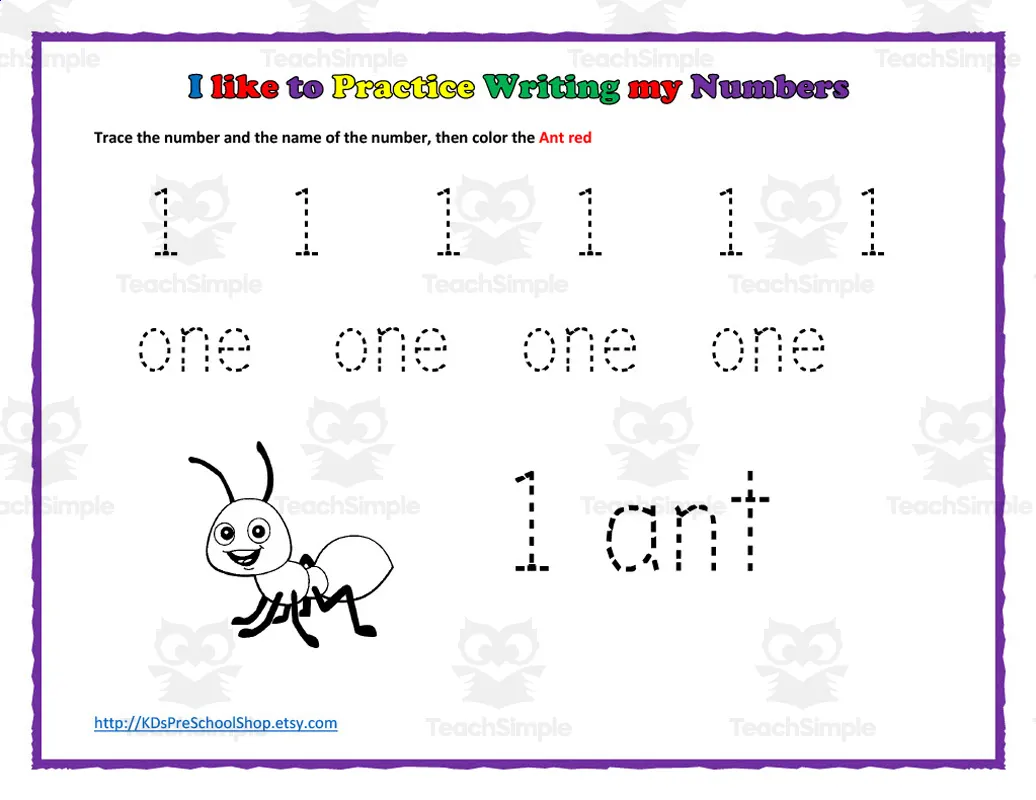 Number Writing Practice by Teach Simple