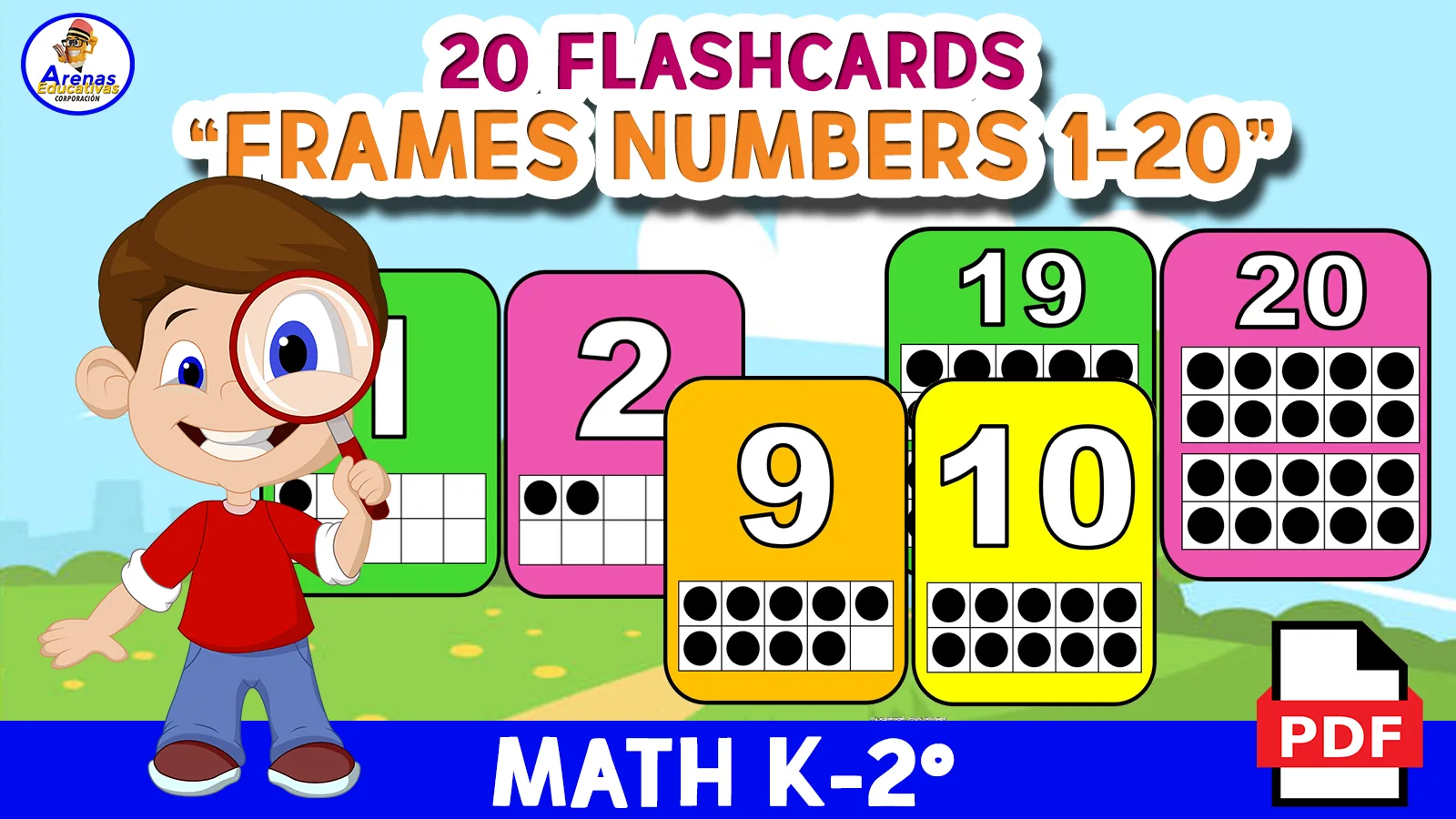 NUMBERS FRAMES 1 to 20 - 20 Flashcards by Teach Simple