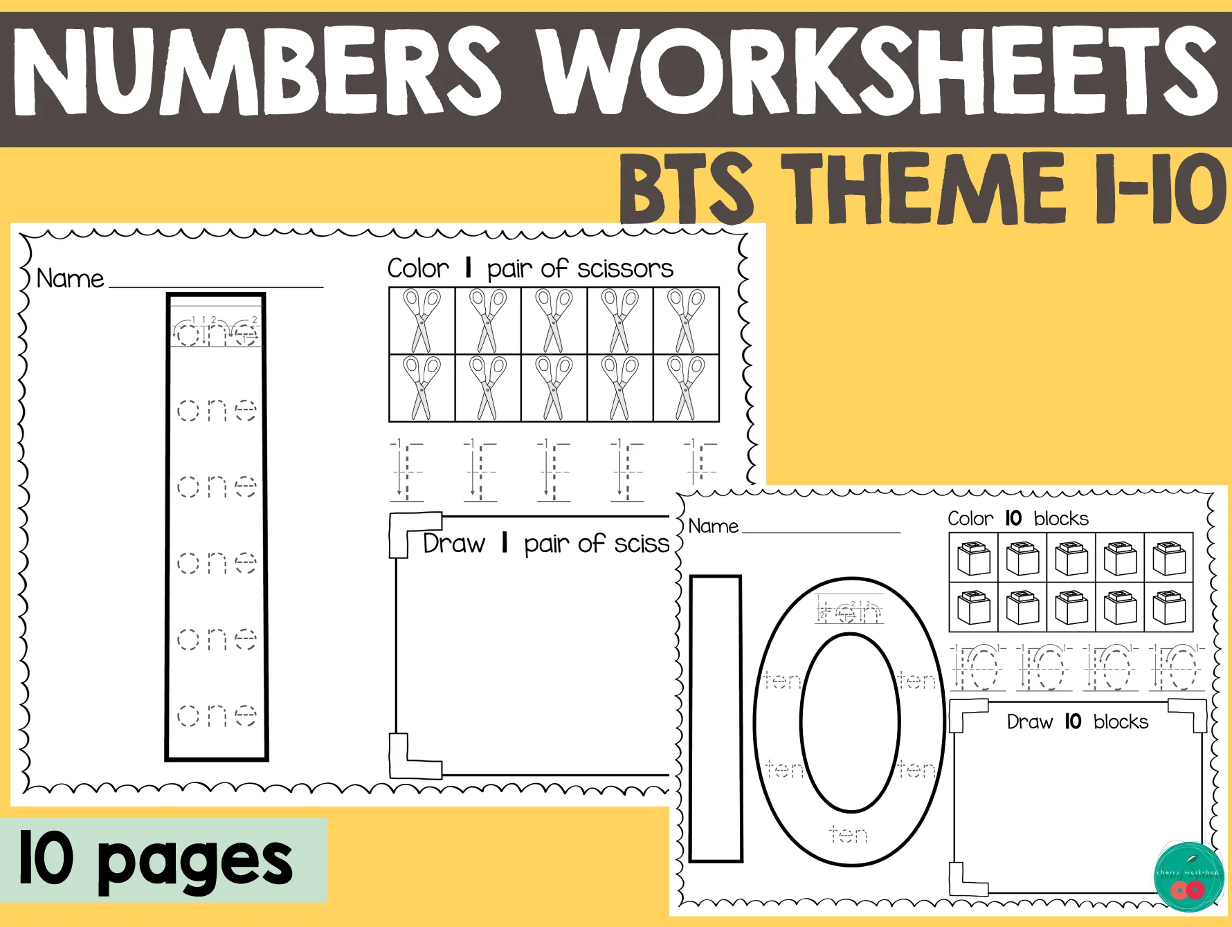 Numbers Worksheet 1-10 BTS Theme by Teach Simple