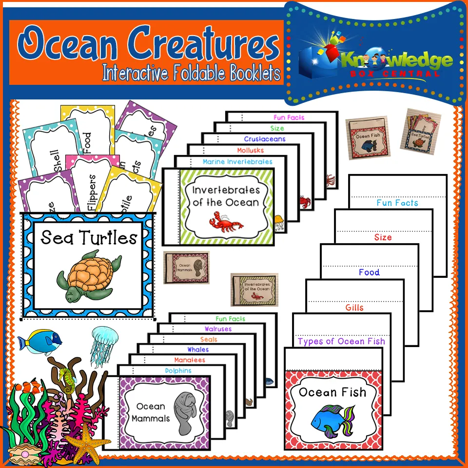 Ocean Creatures Interactive Foldable Booklets – EBOOK by Teach Simple