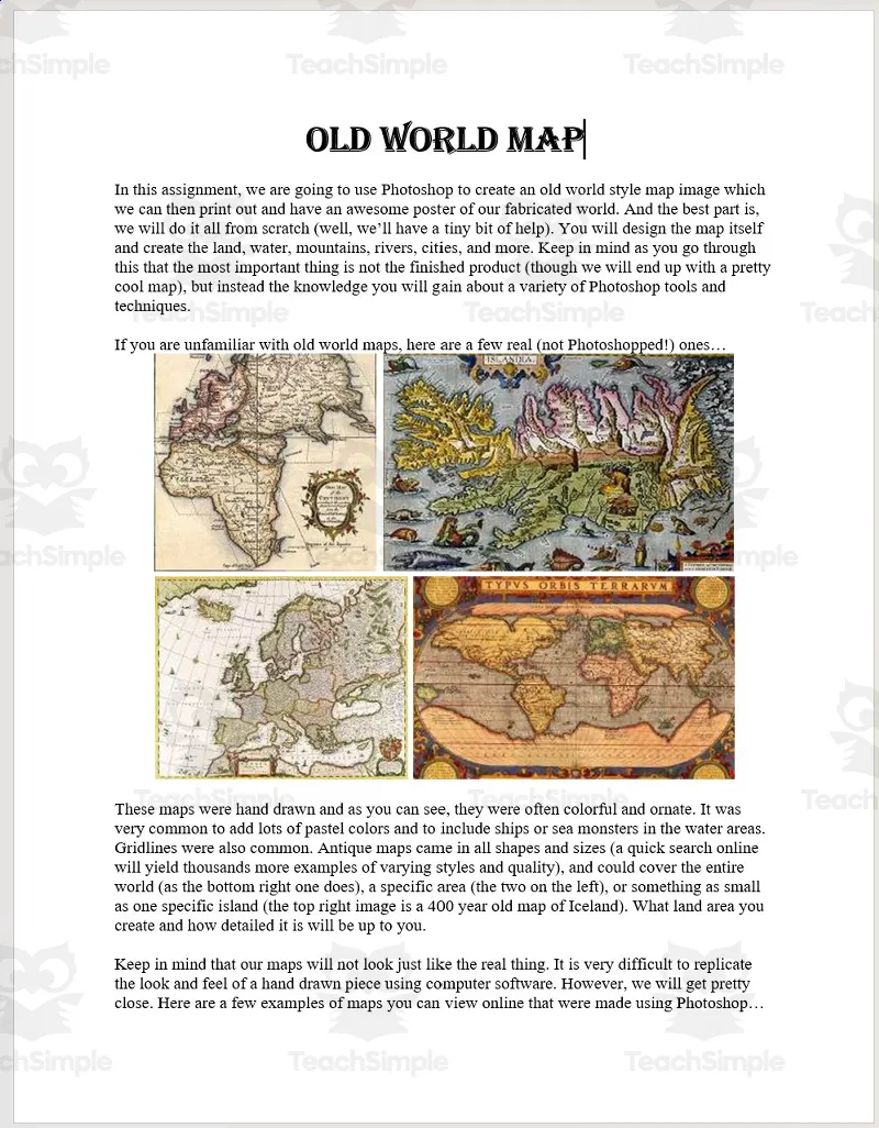 Old World Map Photoshop Activity by Teach Simple