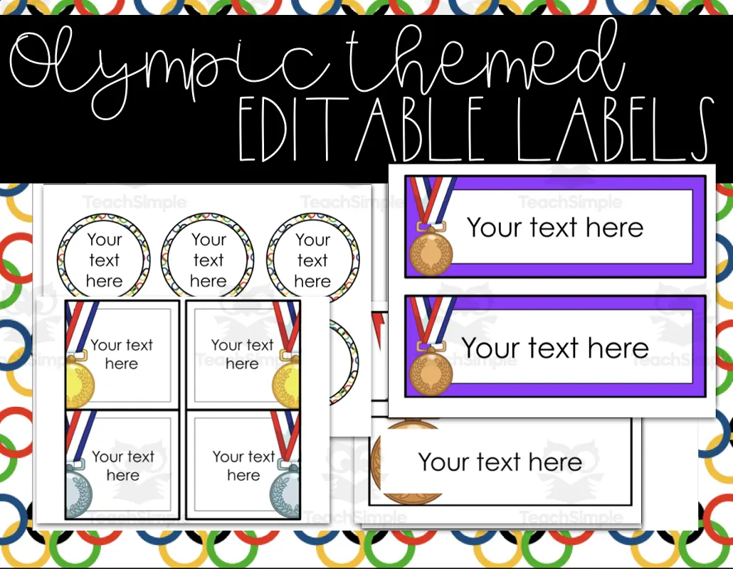 Olympic Themed Editable Labels by Teach Simple