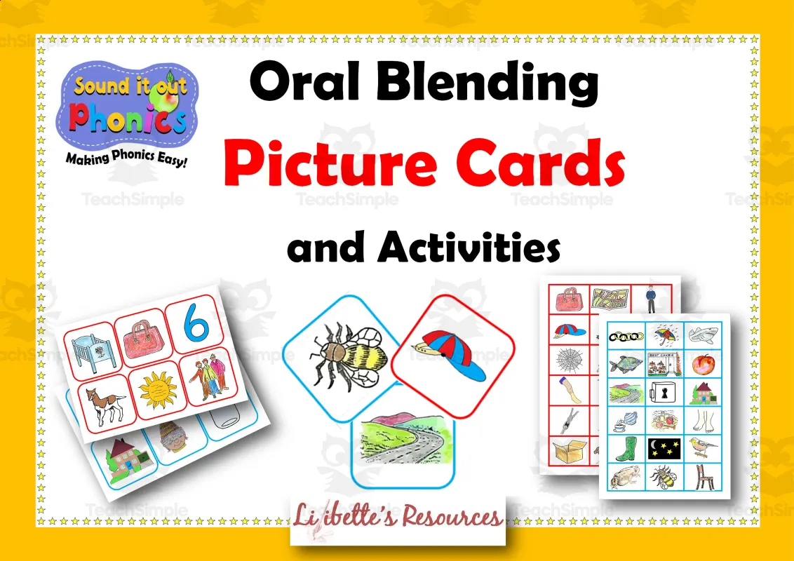 Oral Blending Picture Cards and Activities by Teach Simple