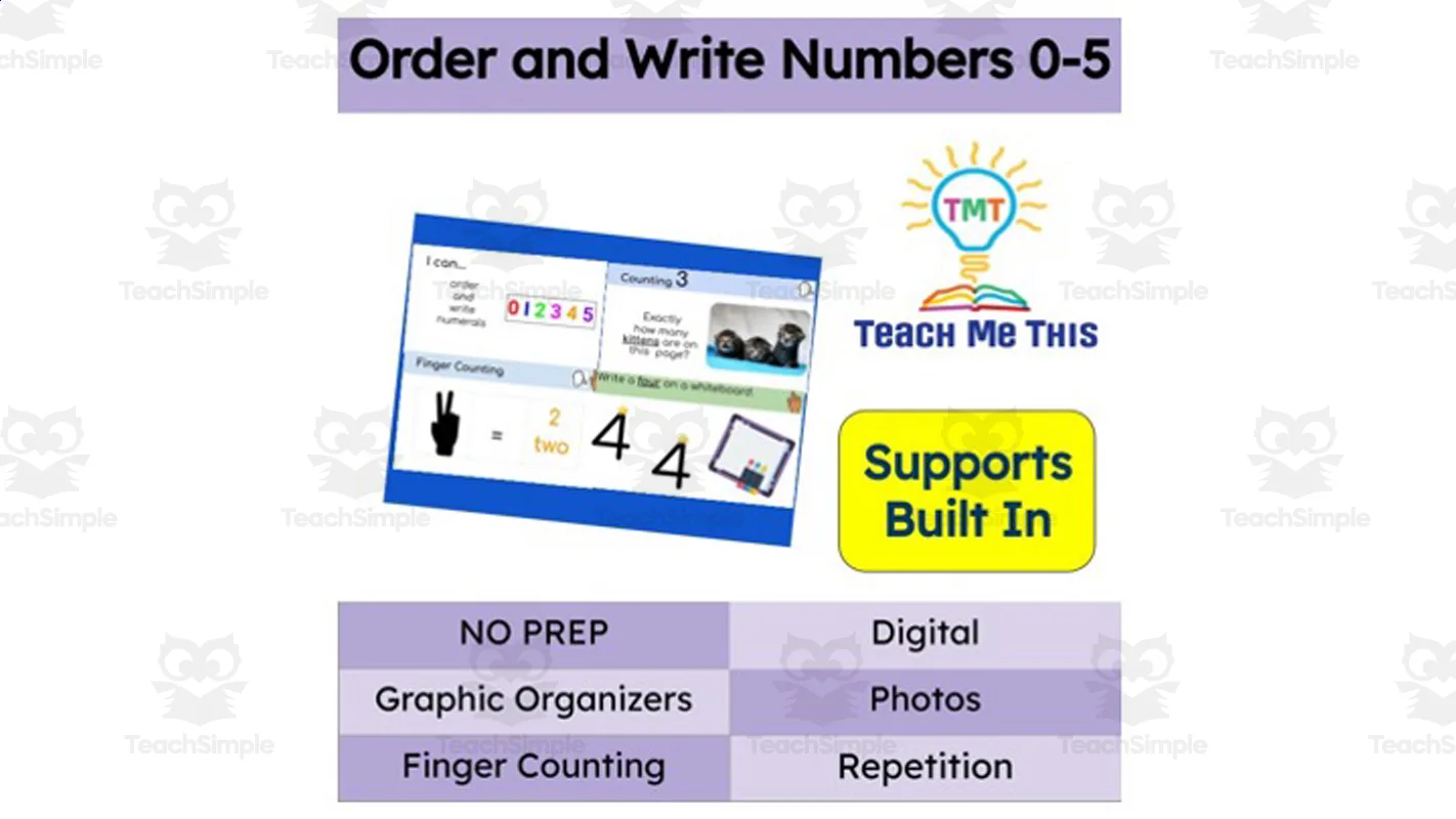 Order and Write Numbers 0-5 | Digital Math Lesson by Teach Simple