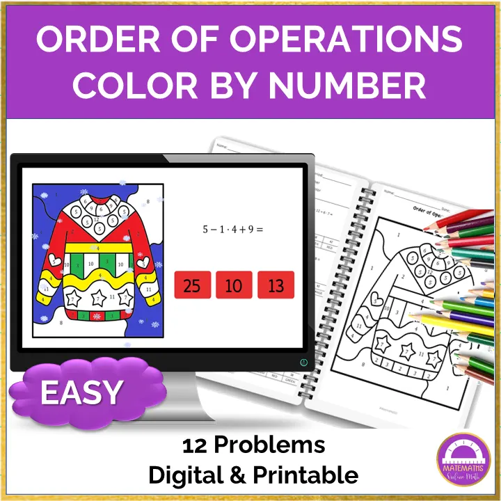 Order Of Operations Color By Number Digital Printable By Teach Simple