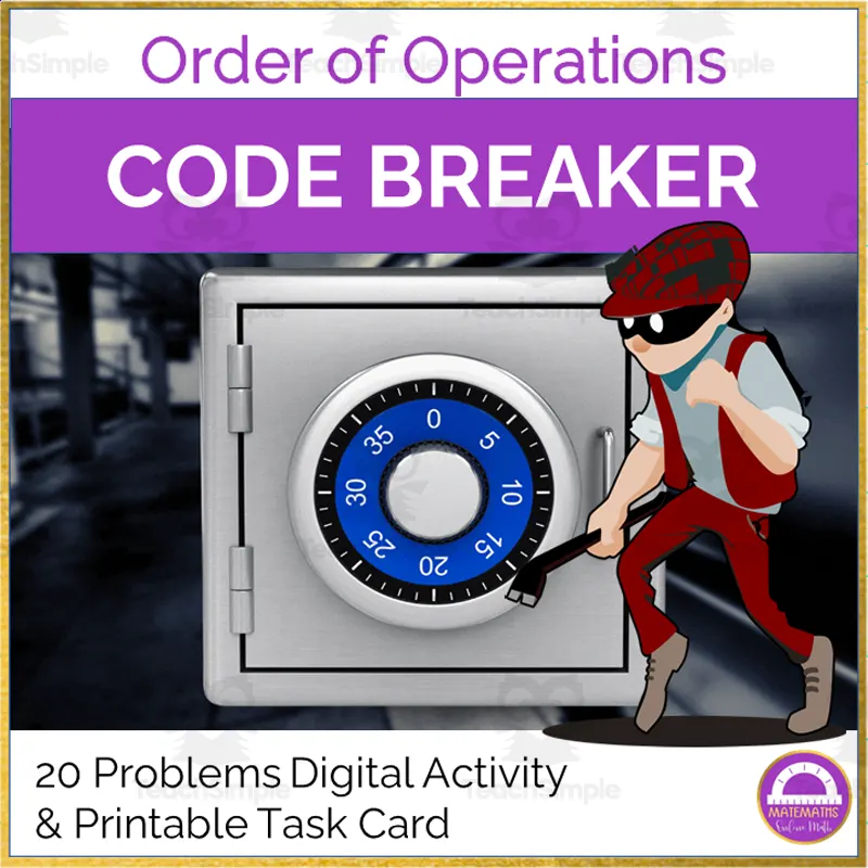 Order of Operations | Digital Escape Room Code Breaker by Teach Simple