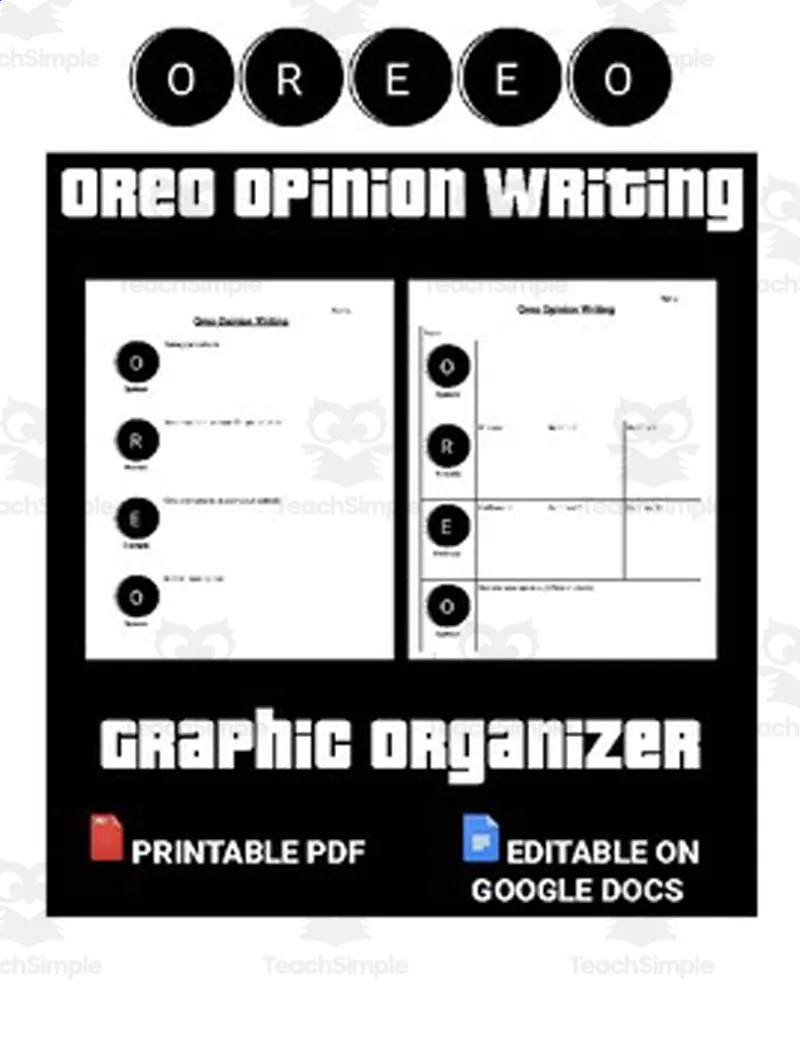 Oreo Opinion Writing Graphic Organizer (Editable in Google Docs) by ...