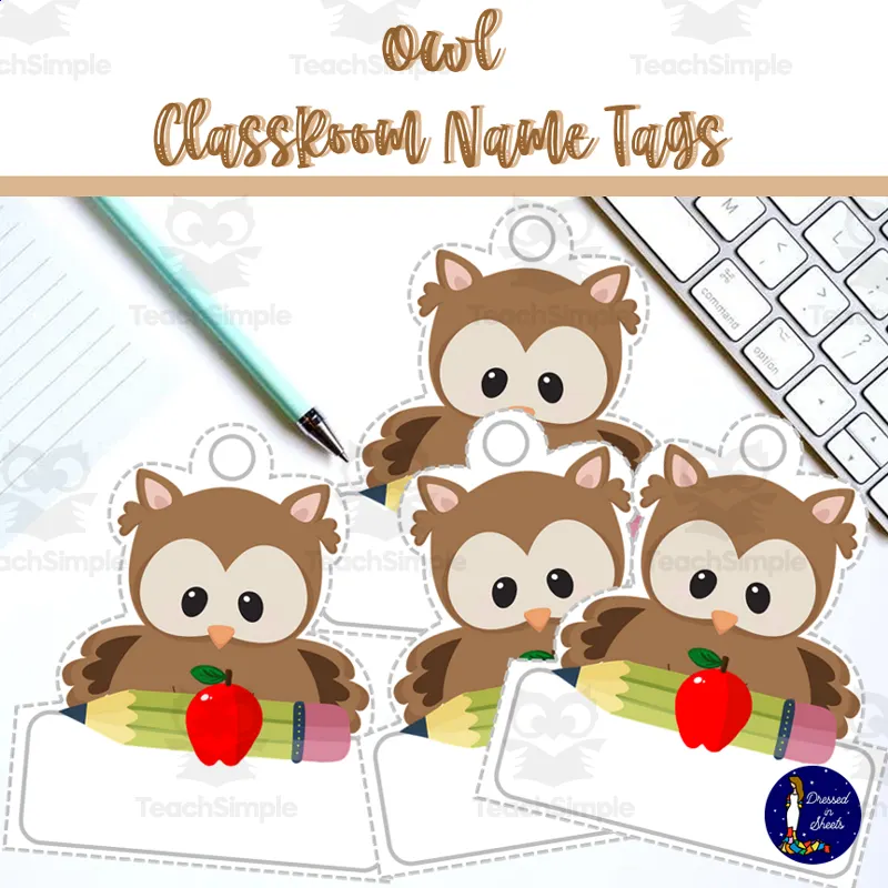 Owl Classroom Name Tags by Teach Simple
