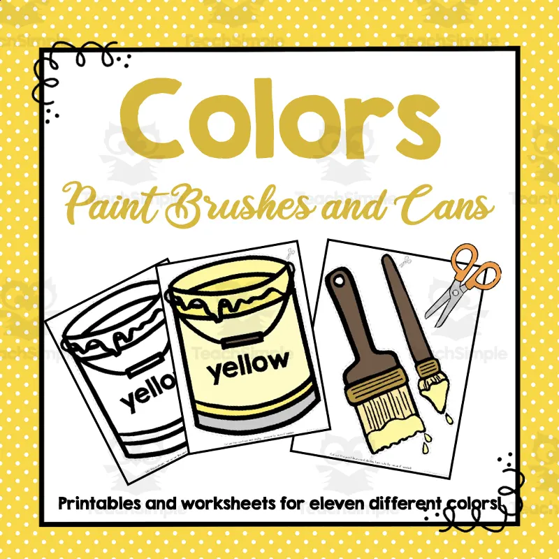 Paint Cans and Brush Cut-outs | Learning Colors | Preschool Worksheets ...