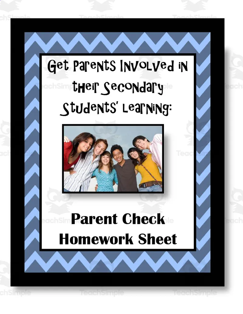 Parent Check Homework Sheet by Teach Simple