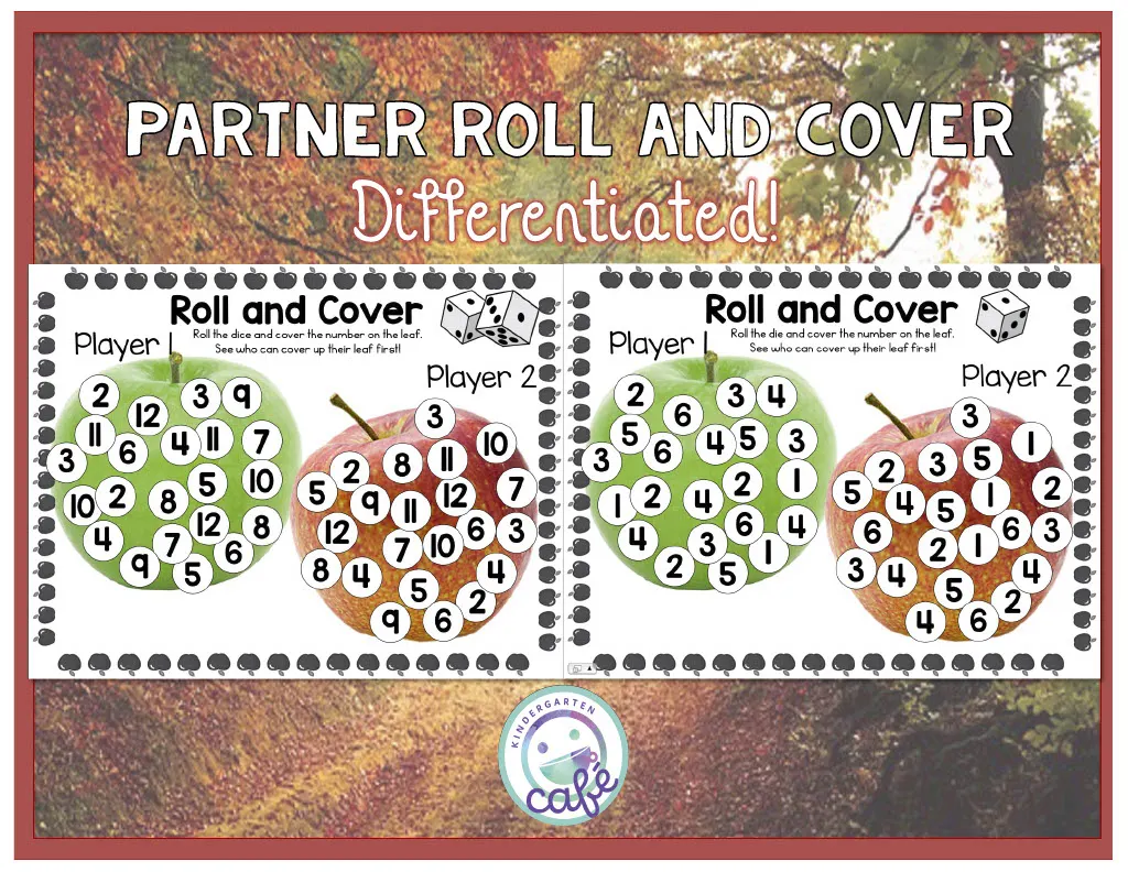 Partner Roll and Cover Game: Apple Themed | Differentiated Math ...
