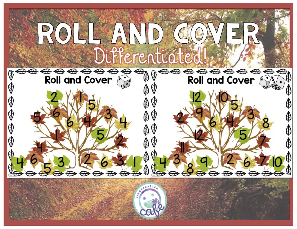 Partner Roll and Cover Game: Tree Leaves | Differentiated Math Activity ...