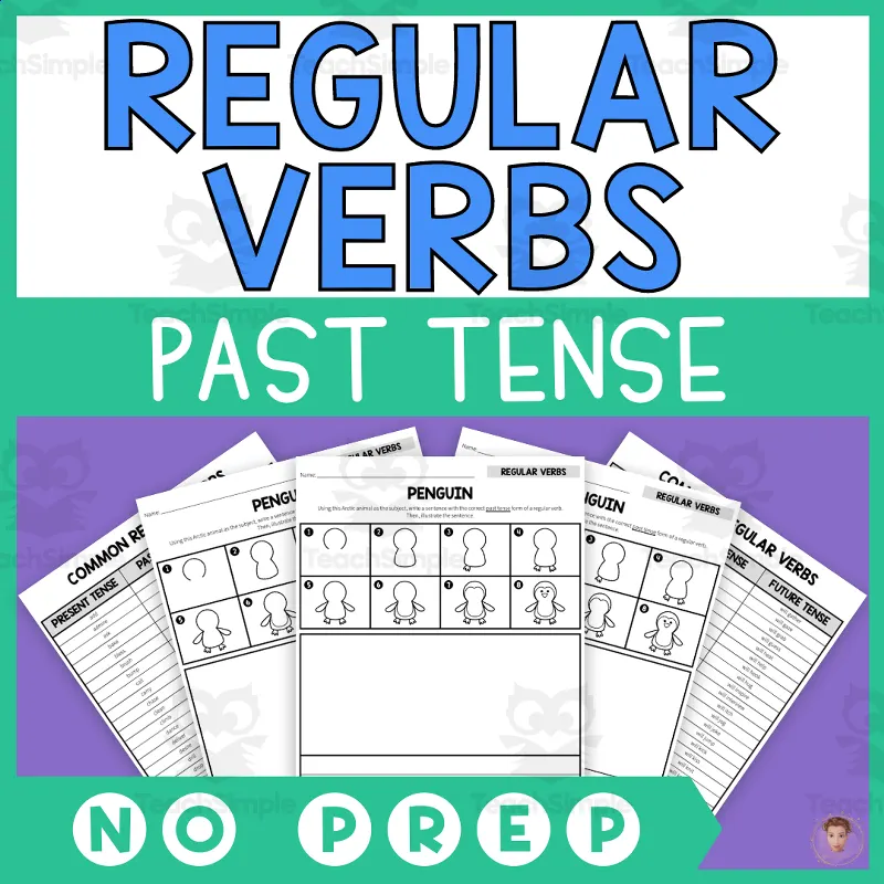 Past Tense Regular Verbs - Arctic Animals Directed Drawing by Teach Simple