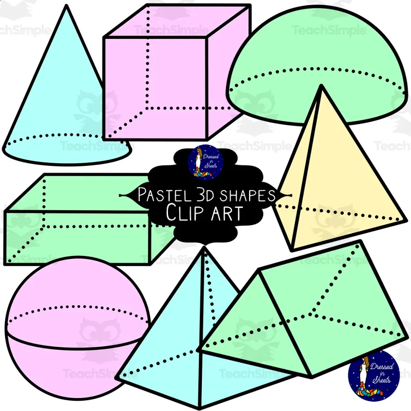 Pastel 3D Shapes Clip Art by Teach Simple