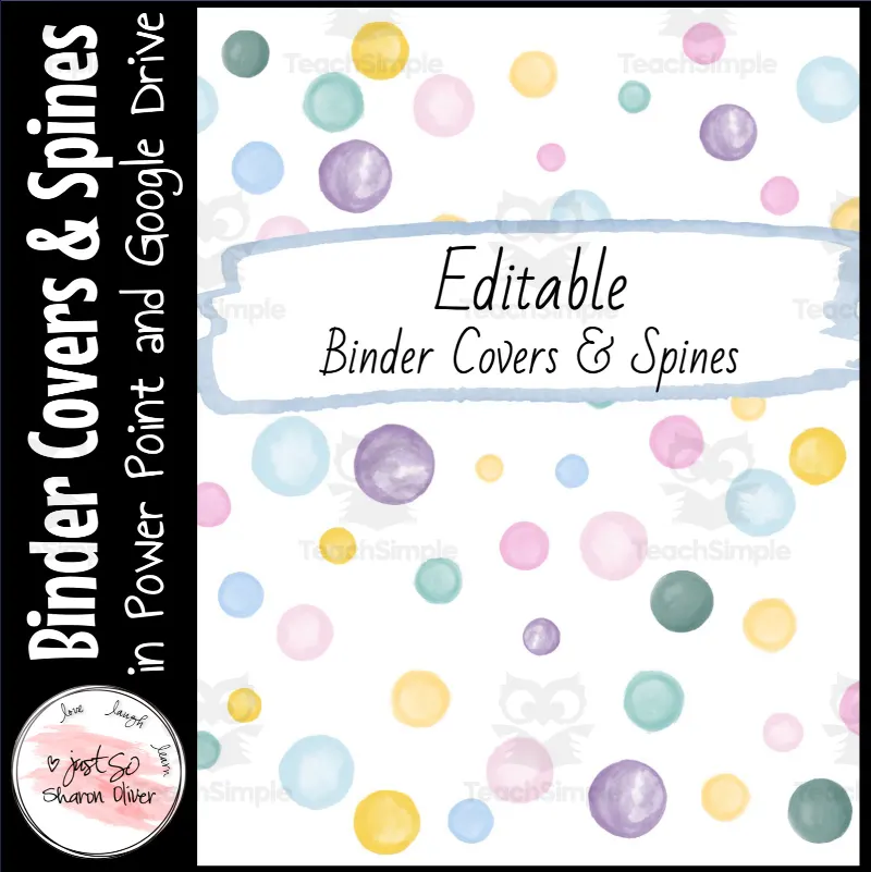 Pastel Dots Watercolor Bubbles Binder Covers & Spines by Teach Simple