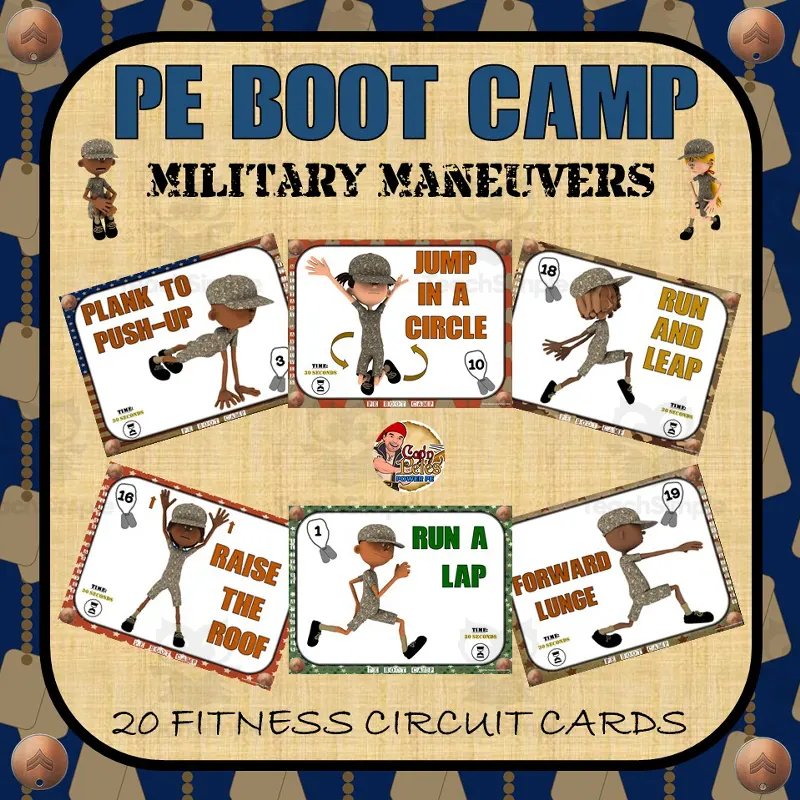 PE Boot Camp Series: Military Maneuvers Fitness Cards by Teach Simple