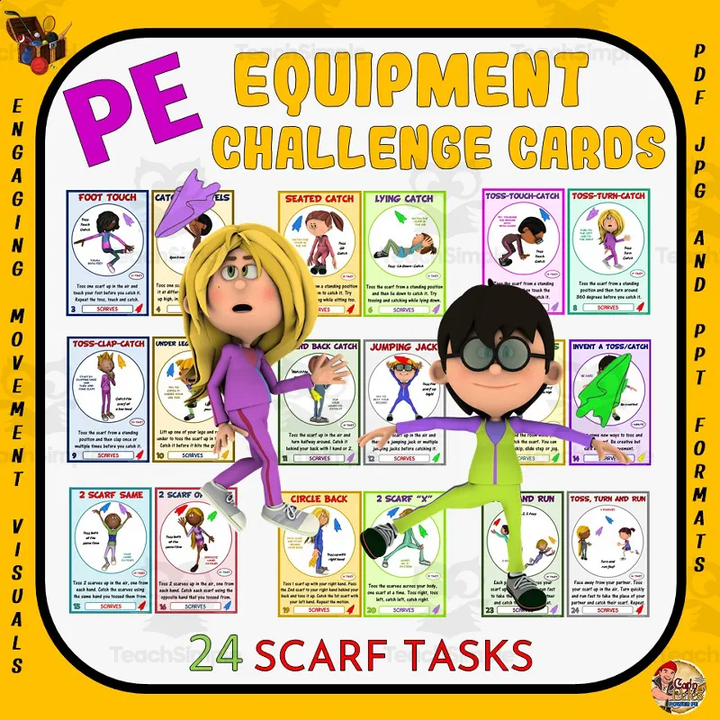 PE Equipment Challenge Cards: Scarf Tasks by Teach Simple
