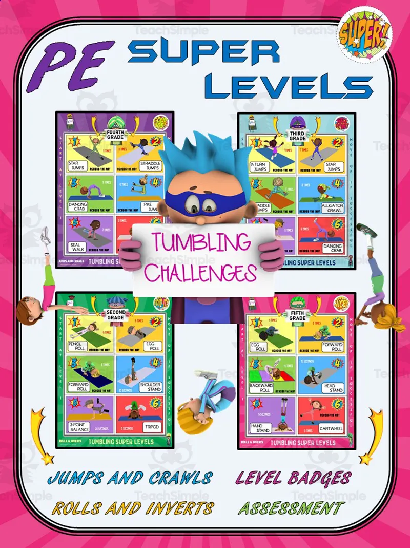 PE Super Levels - Tumbling Challenges by Teach Simple