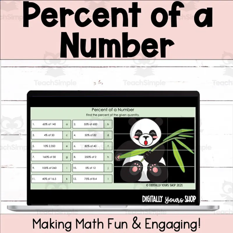 Percent of a Number - Finding Percent of a Number - Self-Checking ...