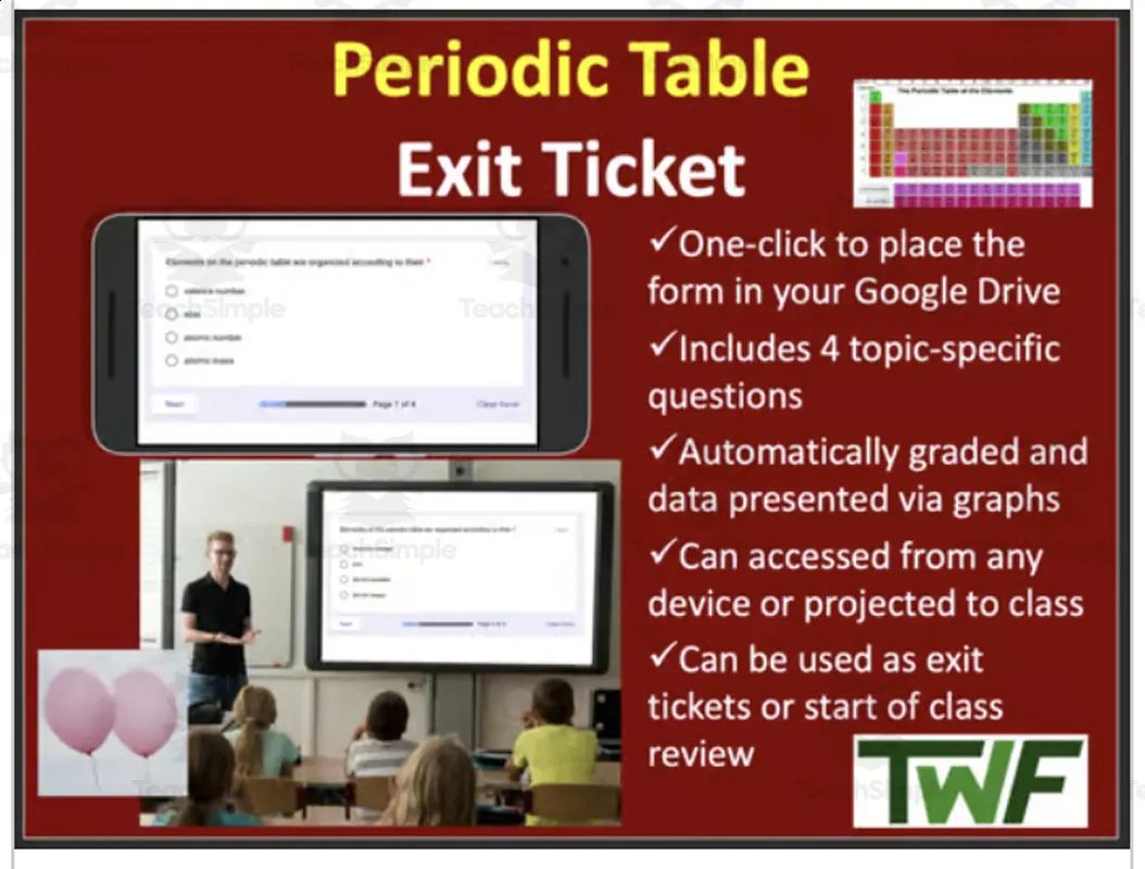 Periodic Table - Exit Ticket and Review Activity by Teach Simple