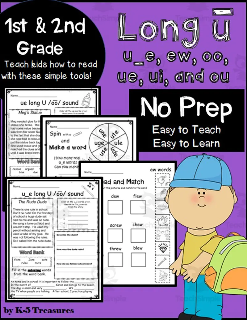 Phonics for 1st and 2nd Grade: Help Students Learn Long U Words: U_E ...