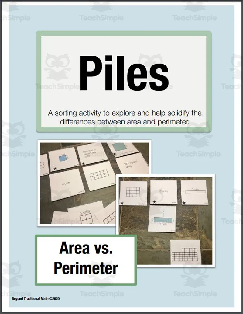 PILES (Area and Perimeter): Sorting Activity for Math Talk and ...