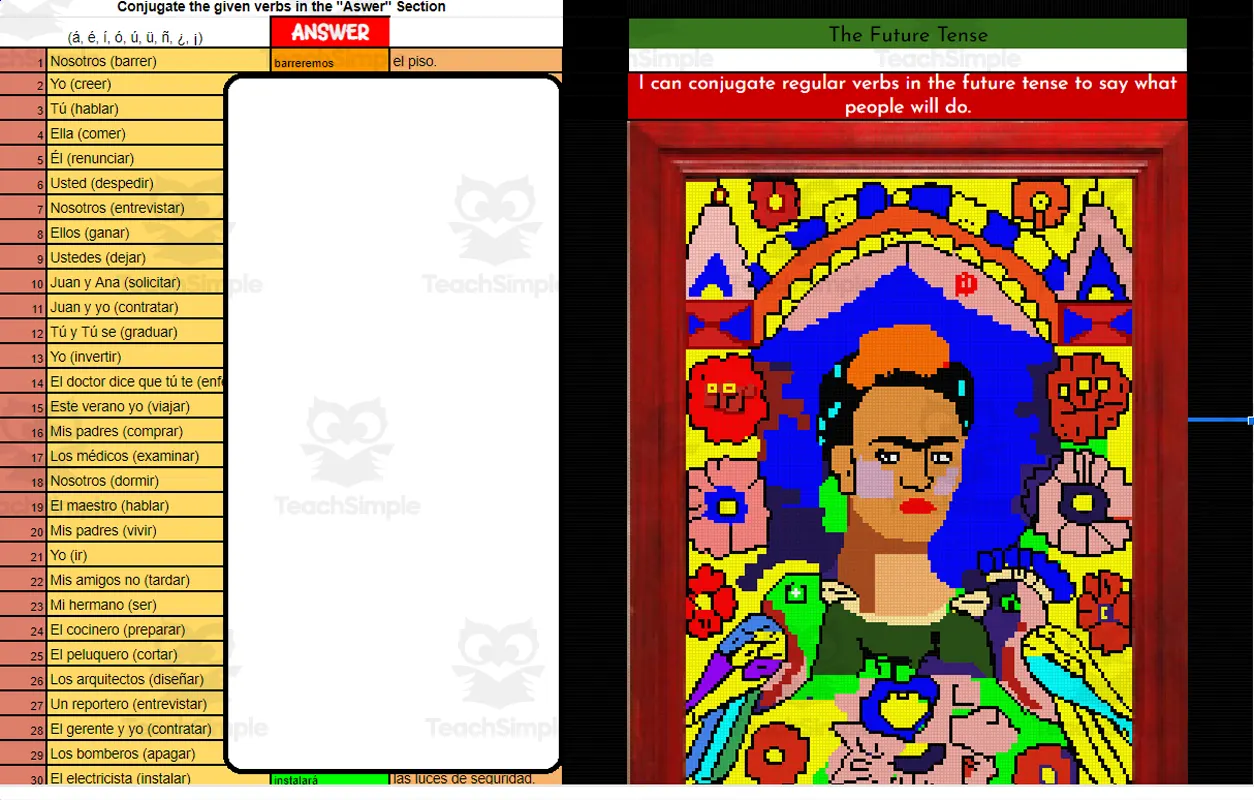 Pixel Art: Future Tense in Spanish by Teach Simple