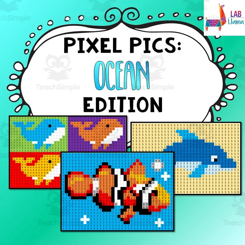 Pixel Pics Spreadsheet Activity: Ocean Edition by Teach Simple