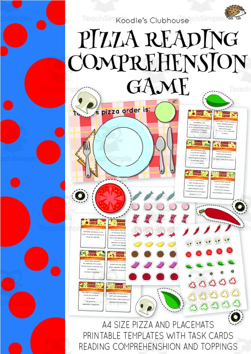 Pizza Reading Comprehension Game by Teach Simple
