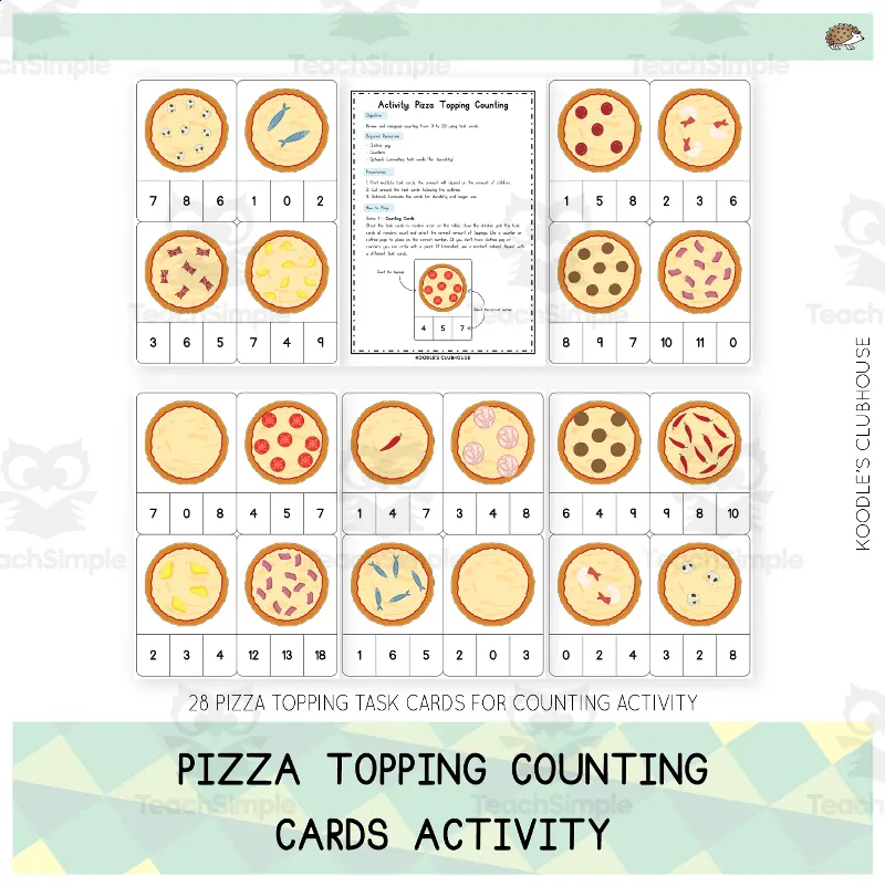 Pizza Topping Counting Cards Activity by Teach Simple