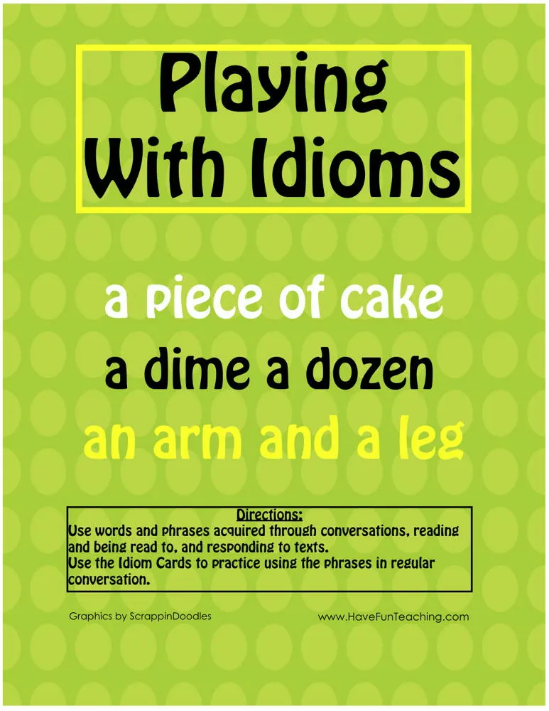 Playing With Idioms Activity by Teach Simple
