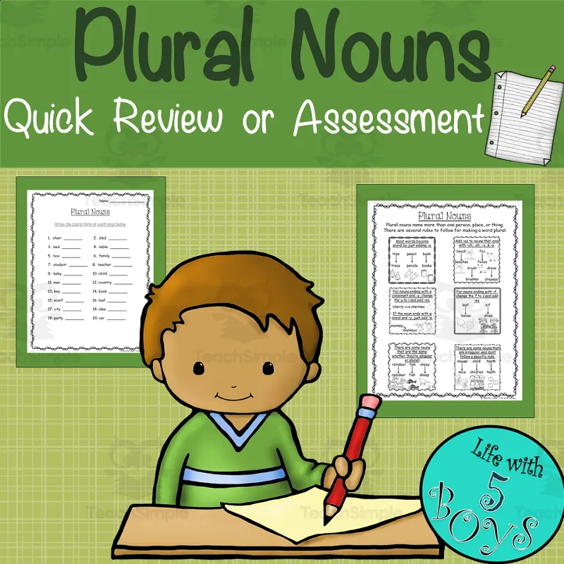 Plural Noun Worksheet by Teach Simple