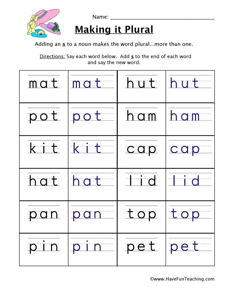 Plural Words Adding S Worksheet by Teach Simple