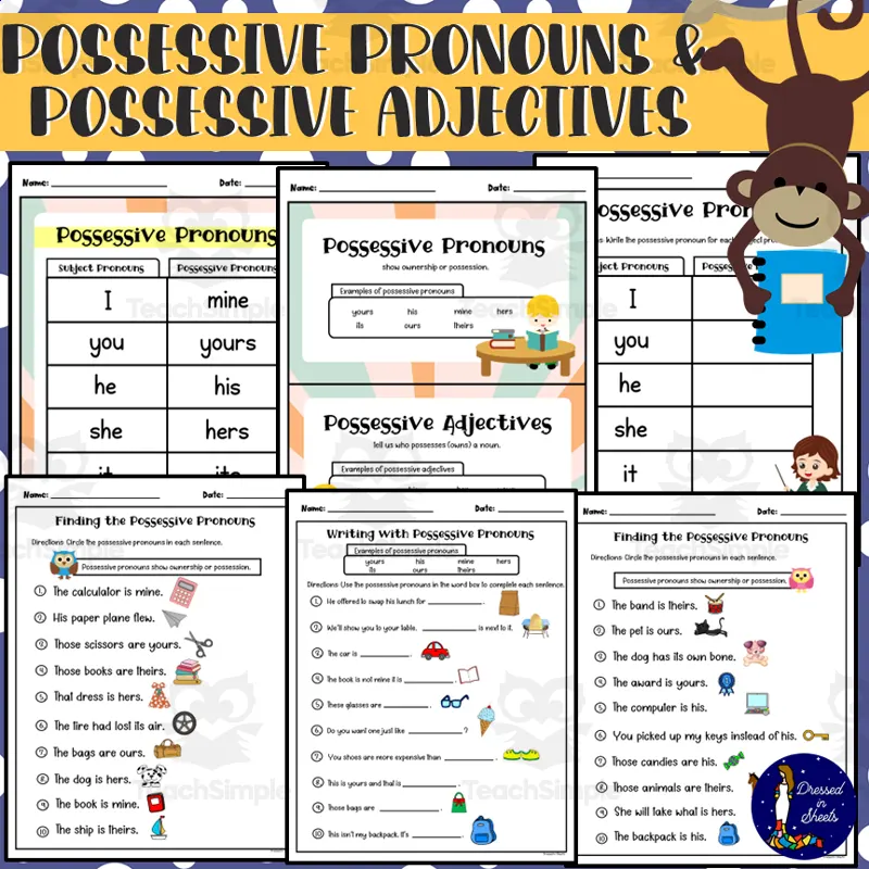 Possessive Pronouns and Possessive Adjectives by Teach Simple