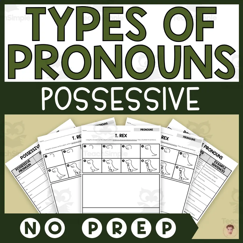 Possessive Pronouns - Dinosaur Directed Drawing by Teach Simple