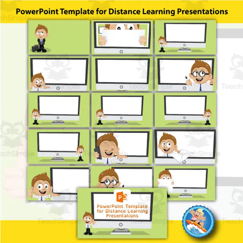 PowerPoint Template with Computer Screen and Teacher by Teach Simple