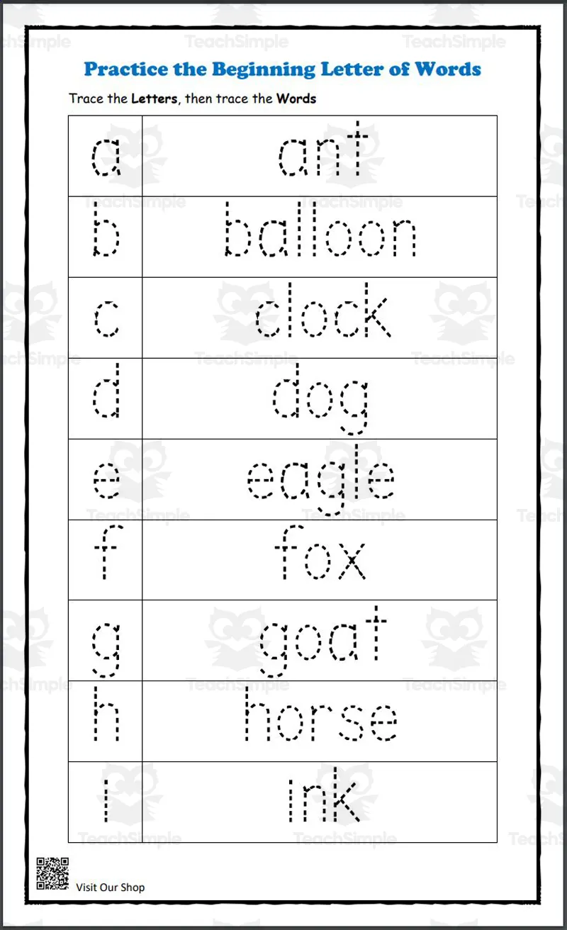 Practice the Beginning Letter Sounds of Words Preschool Homeschool ...