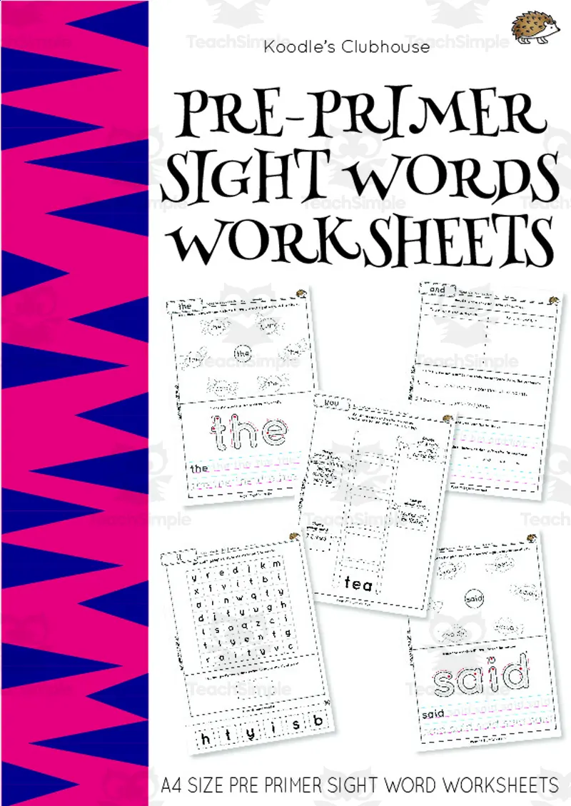 Pre-Primer Sight Words Worksheets by Teach Simple