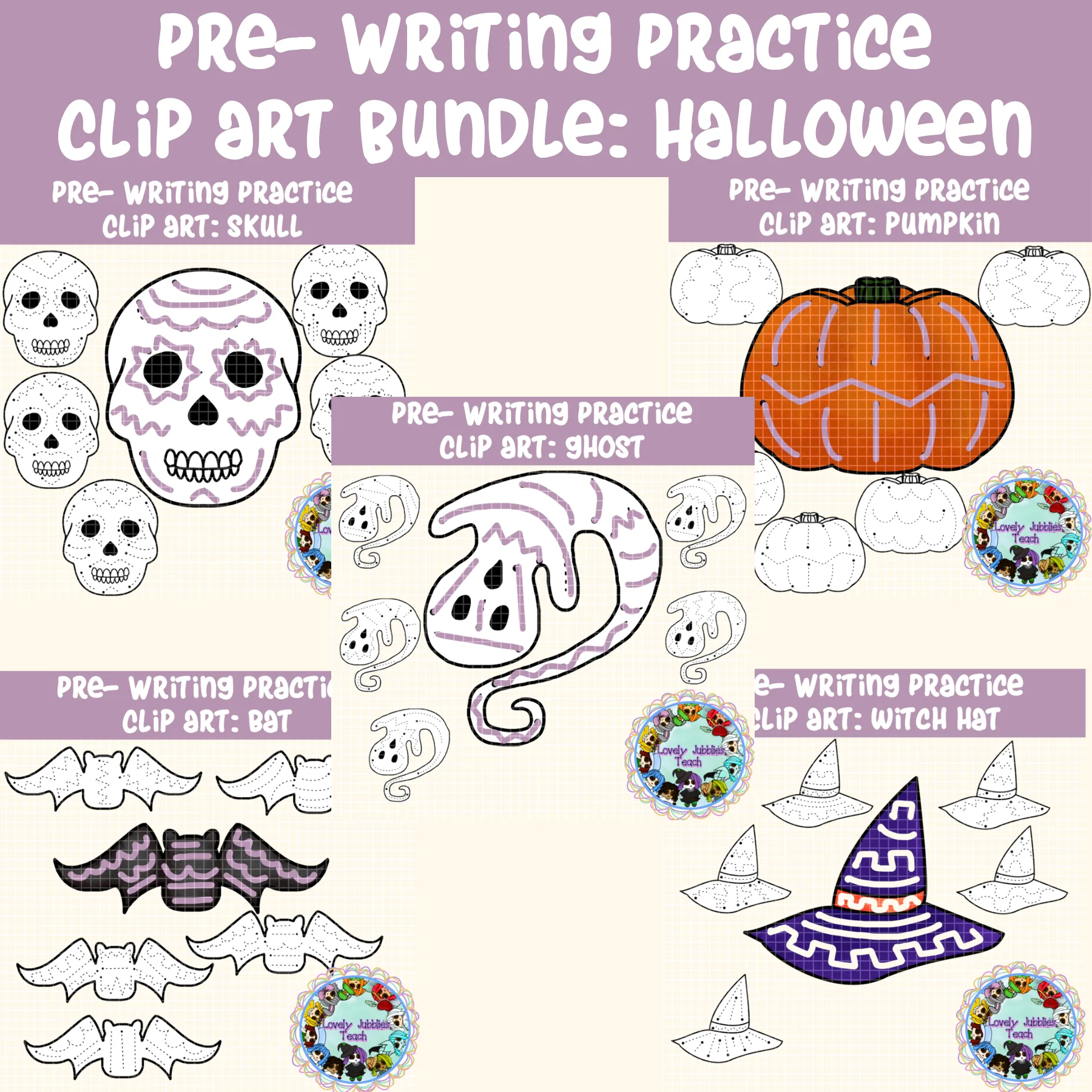 Pre-Writing Practice Clip Art Bundle: Halloween by Teach Simple