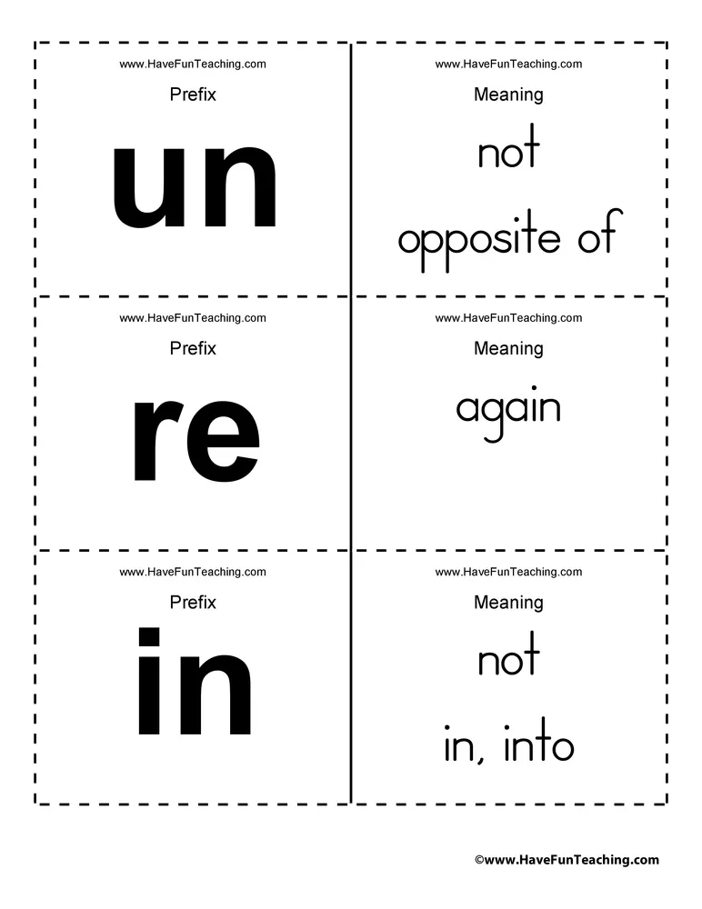 Prefix Flash Cards by Teach Simple