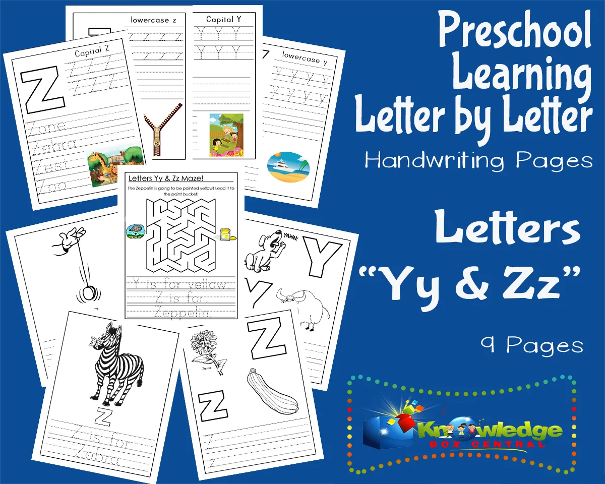 Preschool Letter by Letter: Letters Y & Z - Handwriting by Teach Simple
