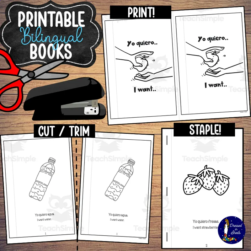 Printable Bilingual Books in English and Spanish by Teach Simple